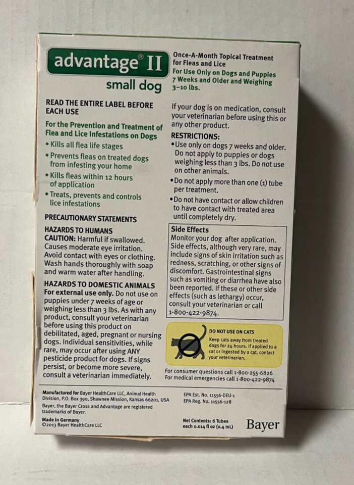 Advantage II Flea Treatment for Small Dogs (Old Packaging + Worn) | 6 ...