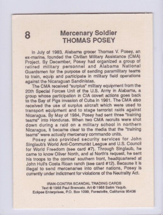 1988 ECLIPSE IRAN-CONTRA SCANDAL TRADING CARD #8 THOMAS POSEY | eBay