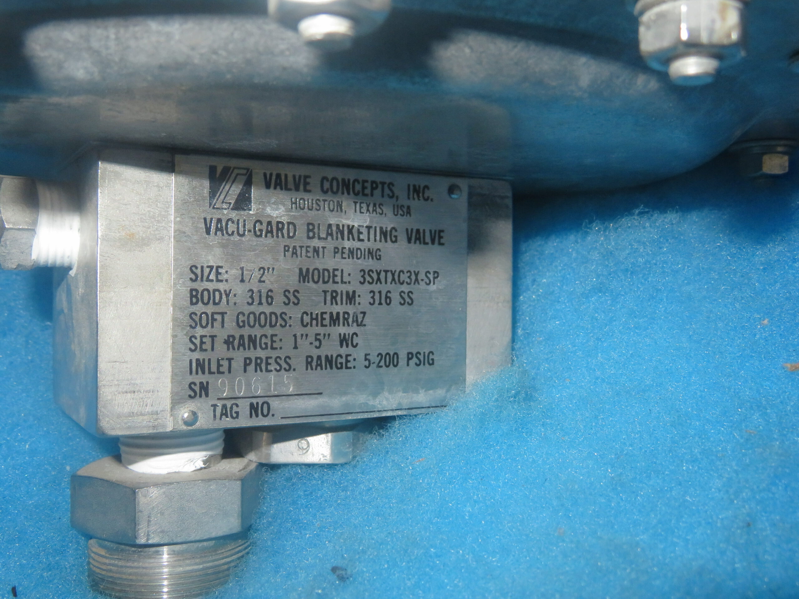 Valve Concepts Vacu-Gard 3SXTXC3X-SP 316SS 1/2" 5-200psig Blanketing ...