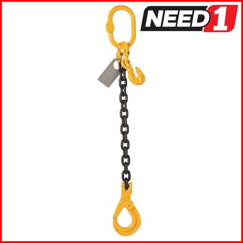 CHAIN SLING GR80 SINGLE LEG 6MM X 2M W.L.L 1100KG C/W SHORTENING HOOK ...