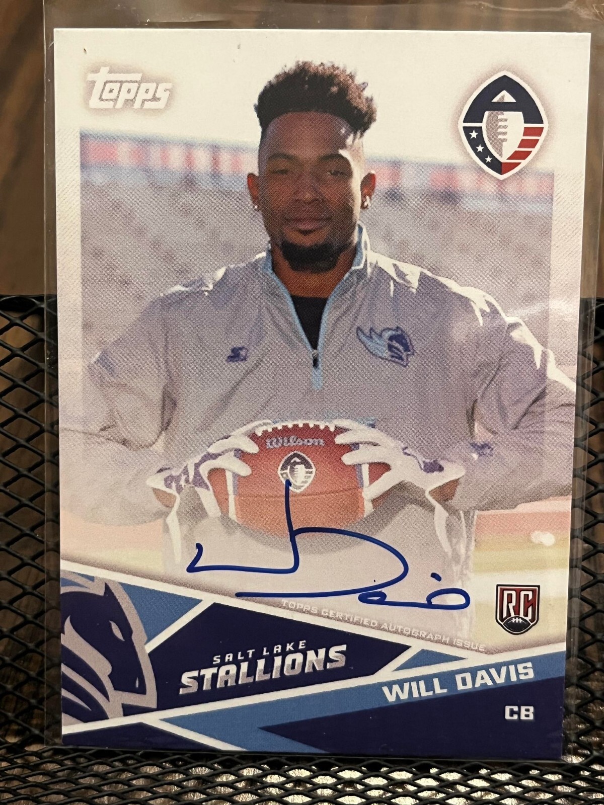WILL DAVIS 2019 TOPPS ALLIANCE OF AMERICAN FOOTBALL ROOKIE AUTOGRAPH ...