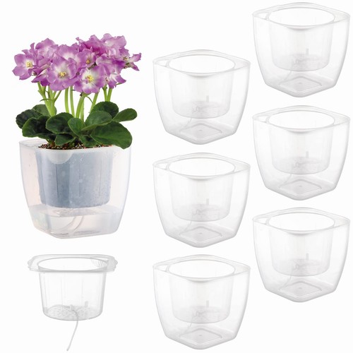 6-Pack Clear Self Watering Planters for Indoor Plants 7" Large African ...