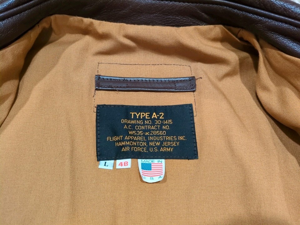 WW2 TYPE A-2 AAF BOMBER JACKET VINTAGE FLIGHT APPAREL INDUSTRIES ...