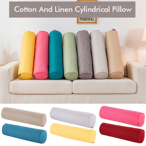 Round Faux Cotton Linen Long Bolster Pillowcase Support Orthopaedic ...