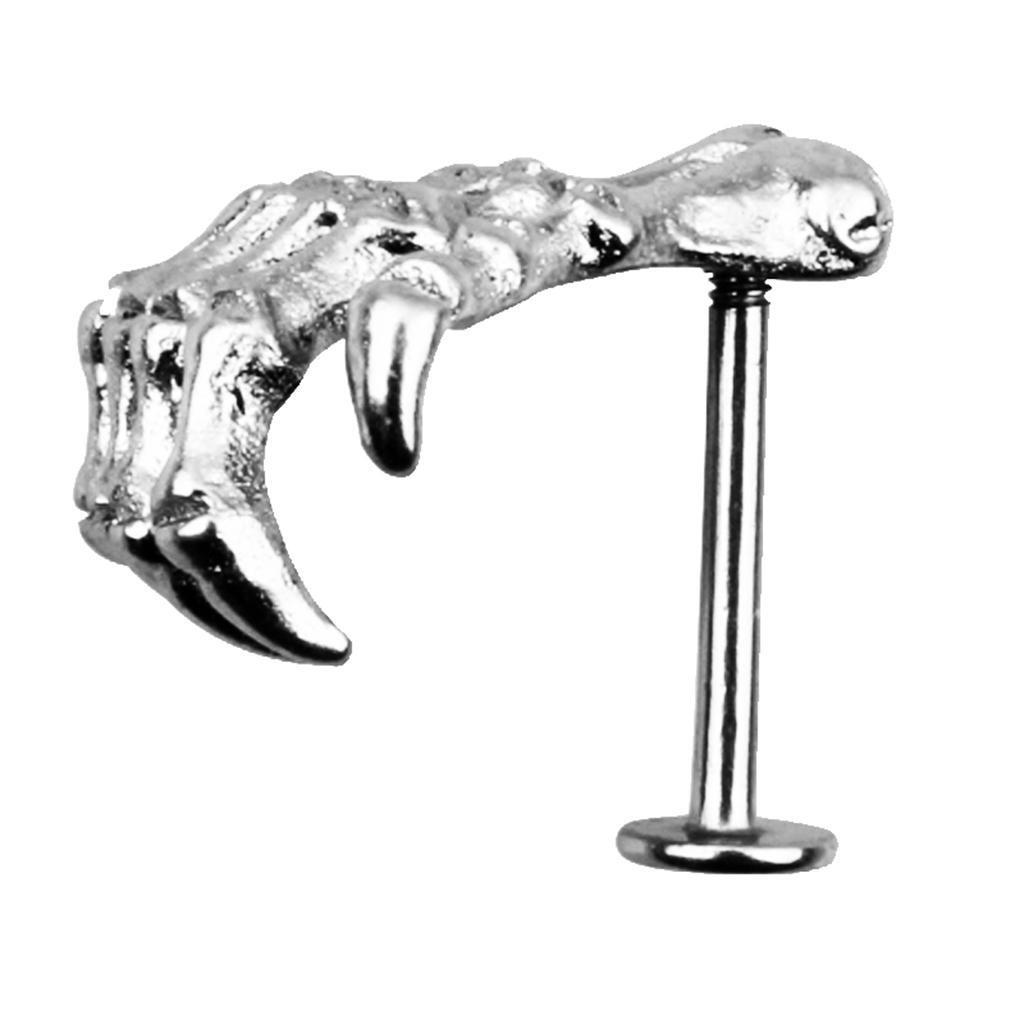 1 Pair 16G Skeleton Internally Threaded Labret Lip Tragus Gothic ...