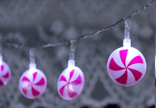 Peppermint Candy Cane Battery 20 LED Lights Steadh Flash string ...
