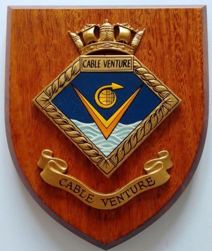 Vintage Cable Venture Ship Painted Royal Navy HMS Badge Crest Shield ...