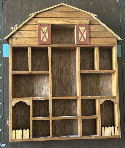 Vintage Wood Barn/Farm Shaped Shadow Box Curio/Wall Display Shelf | eBay