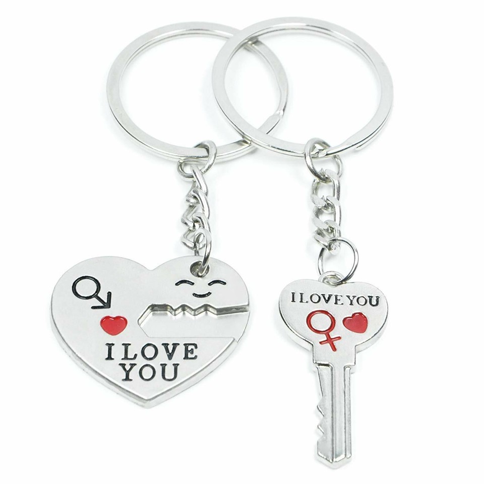 Romantic Couple Keychain Set – Heart Keyrings, Valentine’s Day Gift ...