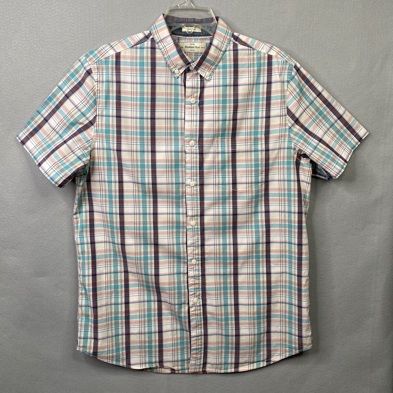 Hawker Rye Shirt Mens Large Tall Blue Green Plaid Stretch Button Down ...