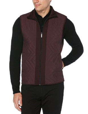 Perry Ellis Big & Tall Ponte Chevron Zip Front Vest, Purple Fig, 2XLT ...