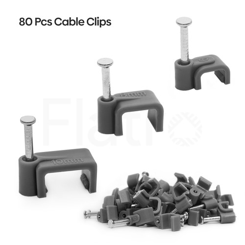 80 Pcs Plastic Flat Cable Clips Electrical Wire Phone TV Internet Lead ...