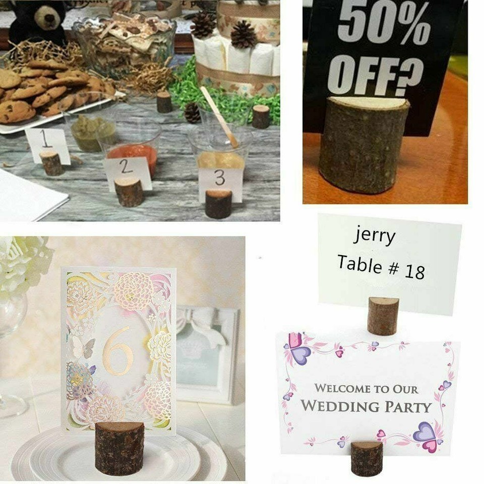 100 Pack Wooden Table Name Place Card Holder Rustic Wedding Party Table ...