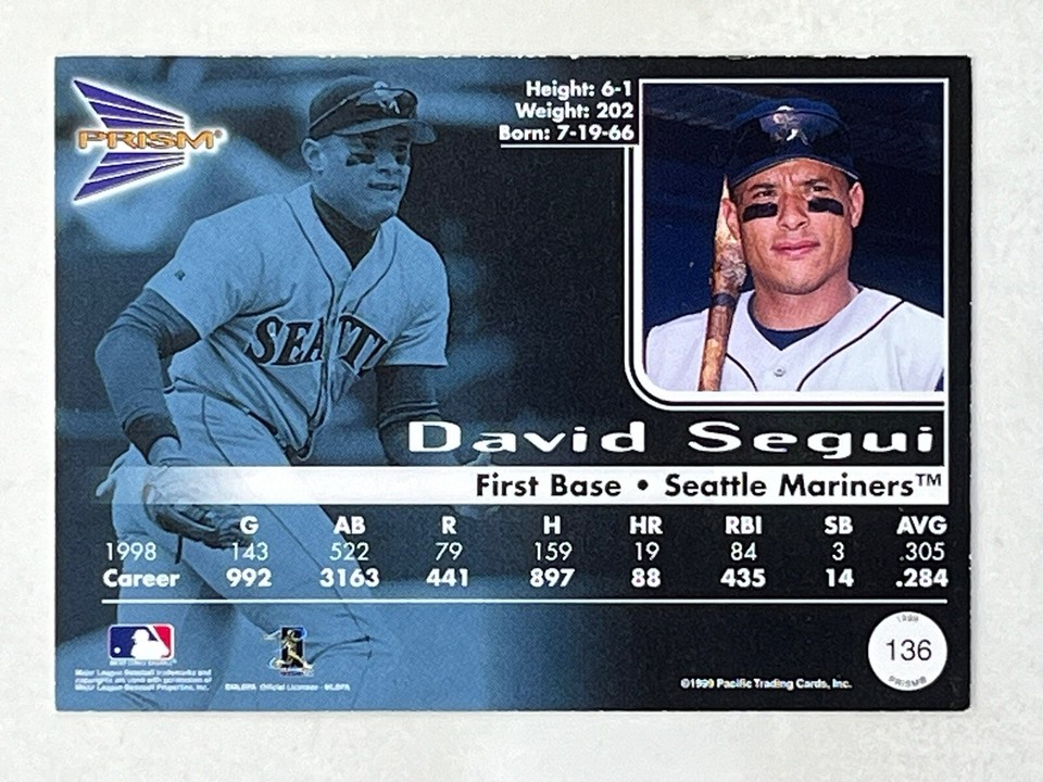 David Segui 1999 Pacific Prism Holographic Gold /480 #136 MLB Mariners ...