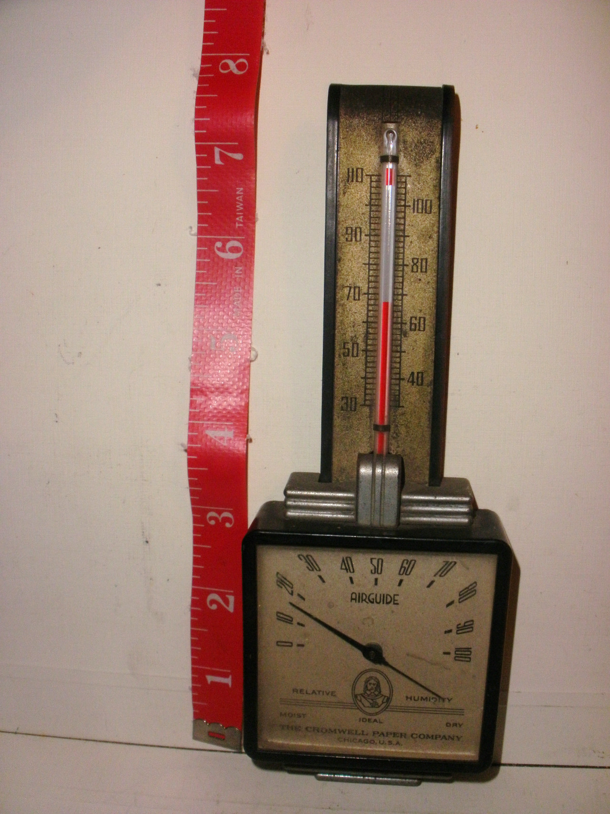 ANTIQUE AIRGUIDE ART DECO BAROMETER THERMOMETER ADVERTISING CROMWELL ...