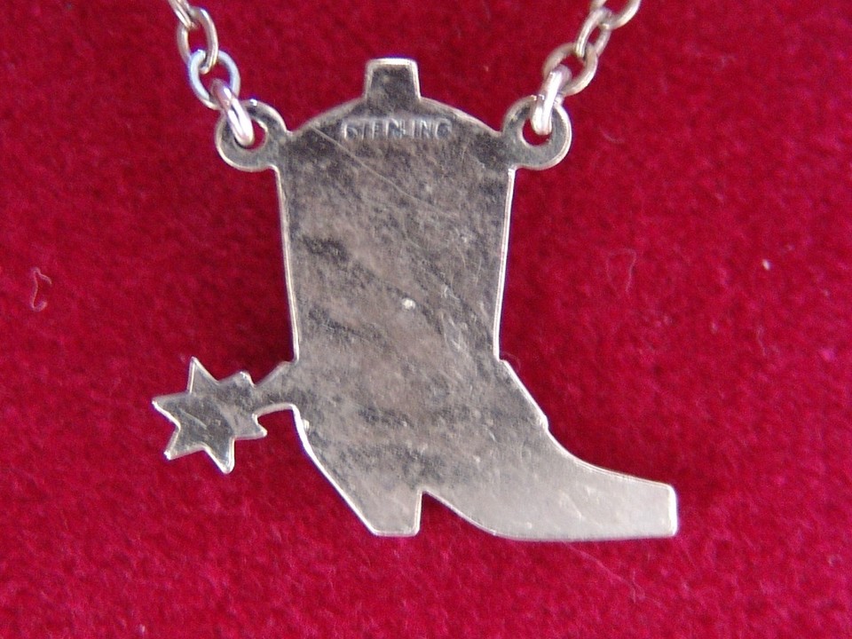 Sterling Silver Vintage Cowboy Boot & Spur with Blue Turquoise Stone ...