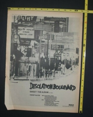 Sweet 1974 Vintage Full Page Album Ad Desolation Boulevard | eBay