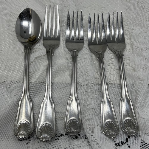 5 Pcs. The Main Course LONDON SHELL MNF27 Stainless Flatware 4 Forks 1 ...