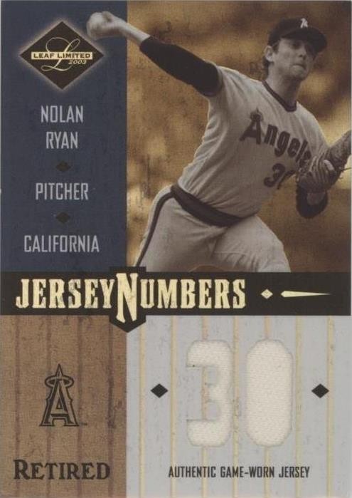 2003 Leaf Limited - Jersey Numbers Nolan Ryan #JN-2 Retired /30 (MEM ...