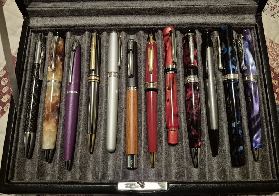 Collection Of 12 Assorted Rollerball,Ballpoint & Fountain Pens ...