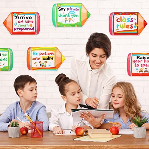 10 Pieces Classroom Rules Posters Classroom Bulletin Board Decorations ...