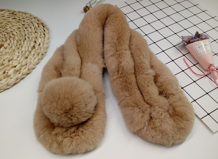 100% Real Rabbit Fur Scarf Knitted Neck Warm Collar Scarves Wraps ...