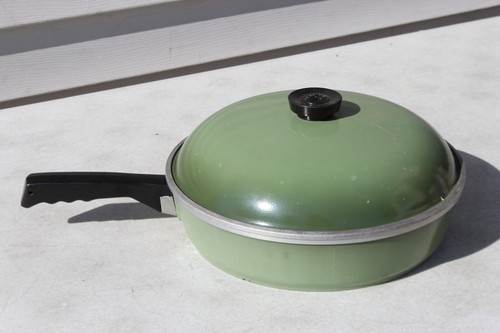 Club Fry Pan Skillet 11.75" (12") Aluminum With Lid Avocado Green VTG ...