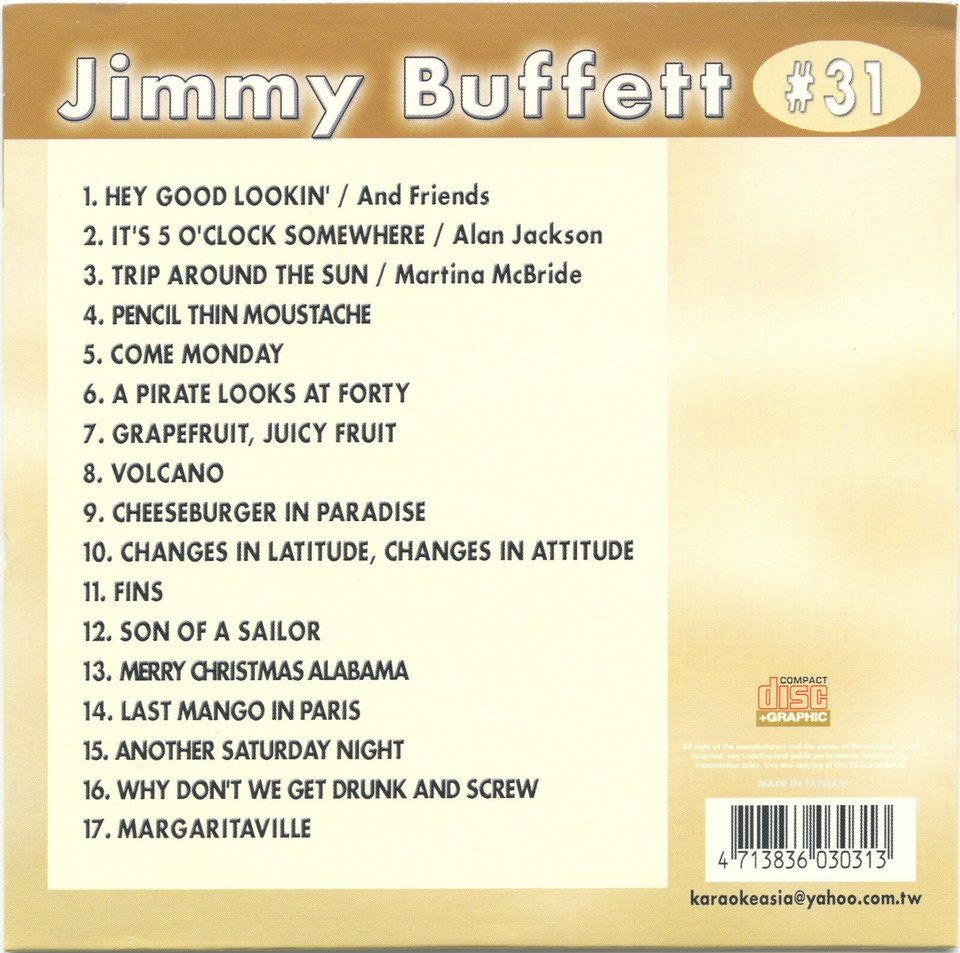JIMMY BUFFET KARAOKE CDG COUNTRY KARAOKE CLASSICS CKC31 -VOLCANO | eBay
