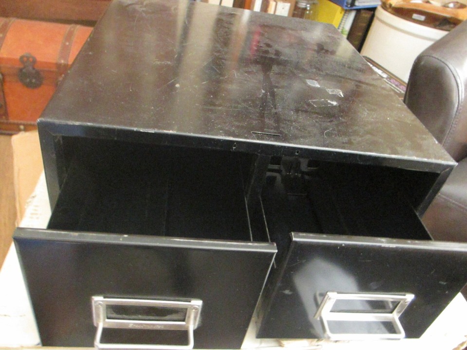 Stackable Steelmaster Index Card File 2 Drawer Cabinet Library Catalog ...