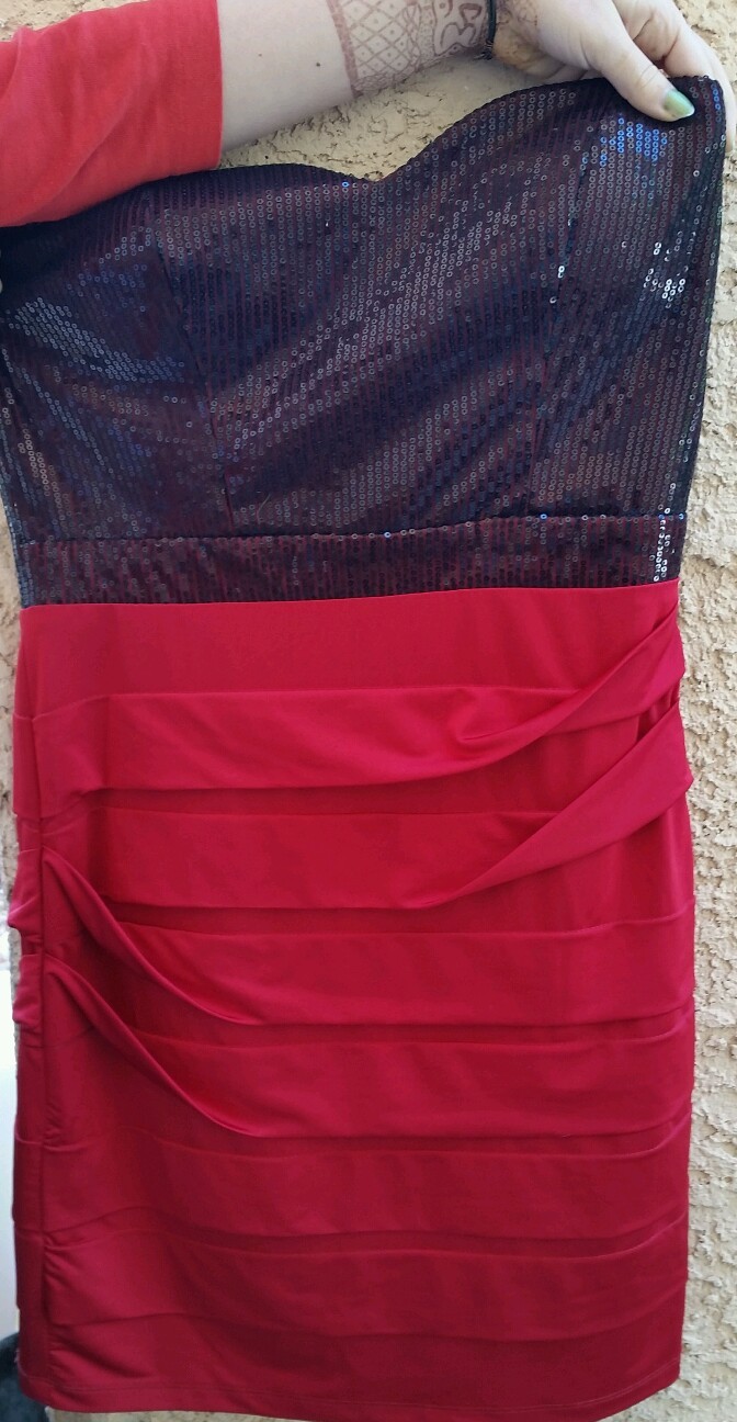 NWT BONGO Strapless RED SEQUIN Cocktail Party Prom Club Dress Juniors ...