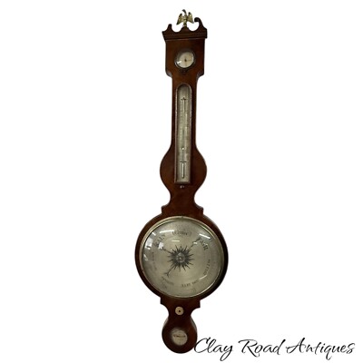 Antique fine barometer 1780-1810 London signed eagle finial mahogany ...