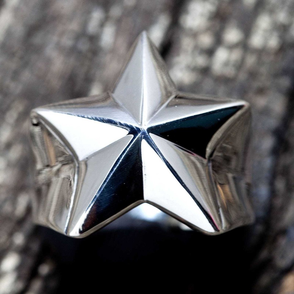 Real 925 Sterling Silver Men's Star Ring Rocker Rock New | eBay