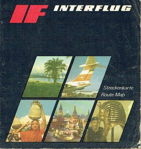 Interflug der DDR Luftfahrt Flugstrecken Streckenkarte Route Map 1974 ...