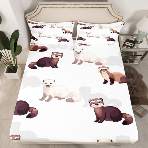 Ferret Fitted Sheet Kids Cartoon Ferret Bed Sheets,Lovely Wild Animals ...