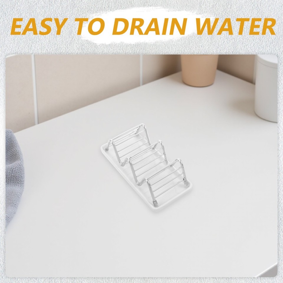 Soap Holder for Shower - W-Shaped Self Draining Rack with Ceramic Dish ...