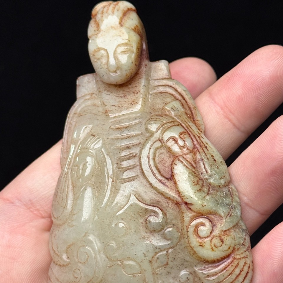Antique Chinese Tang Dynasty Ancient Jade Feitian Figure Jade Belt Hook ...