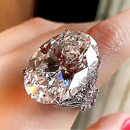 Silver Plated Rings Shiny Oval Crystal Zircon Ring Women Wedding ...