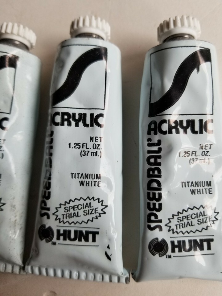 5pc Hunt Speedball Acrylic 1.25oz "Titanium White" Paint | eBay
