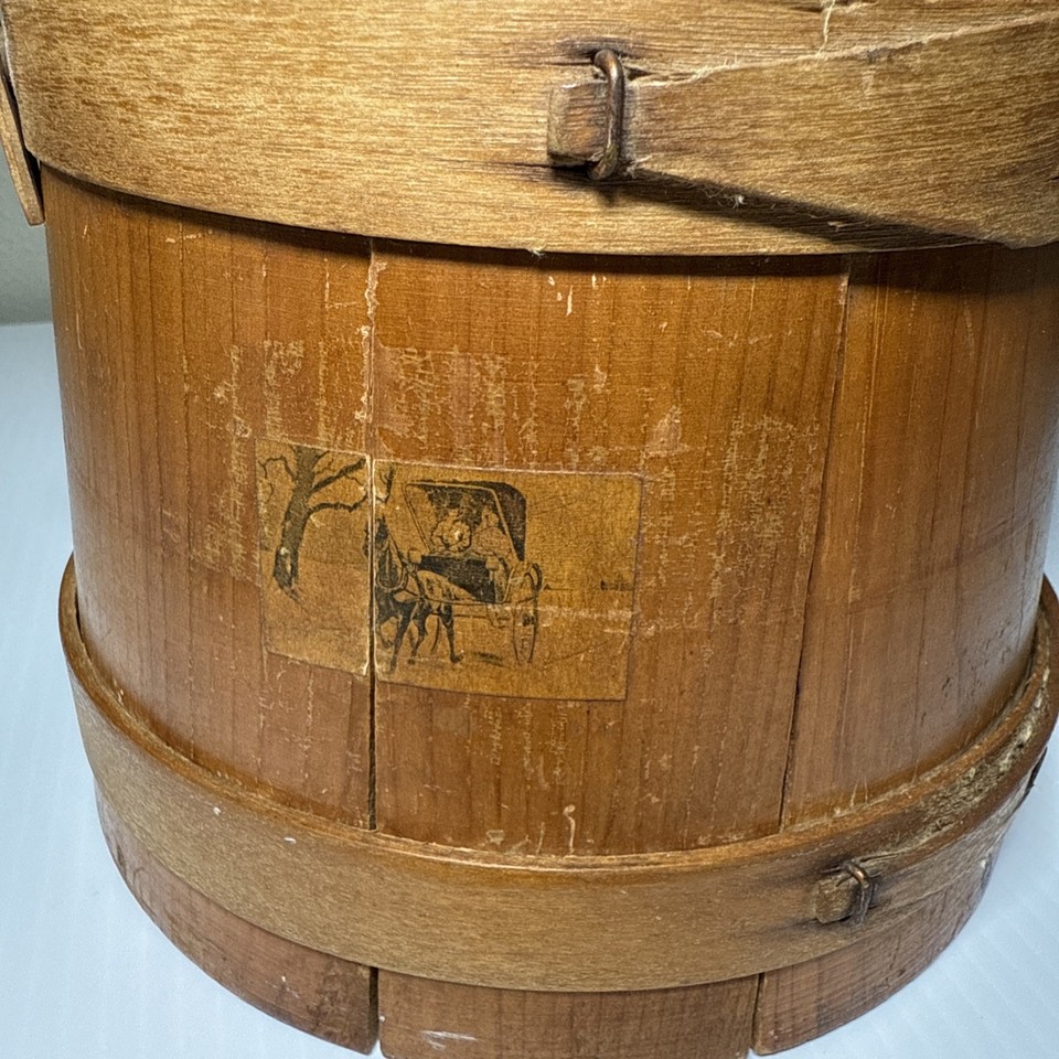 Antique Small Primitive Firkin Wooden Sugar Bucket No Lid 6” Tall | eBay