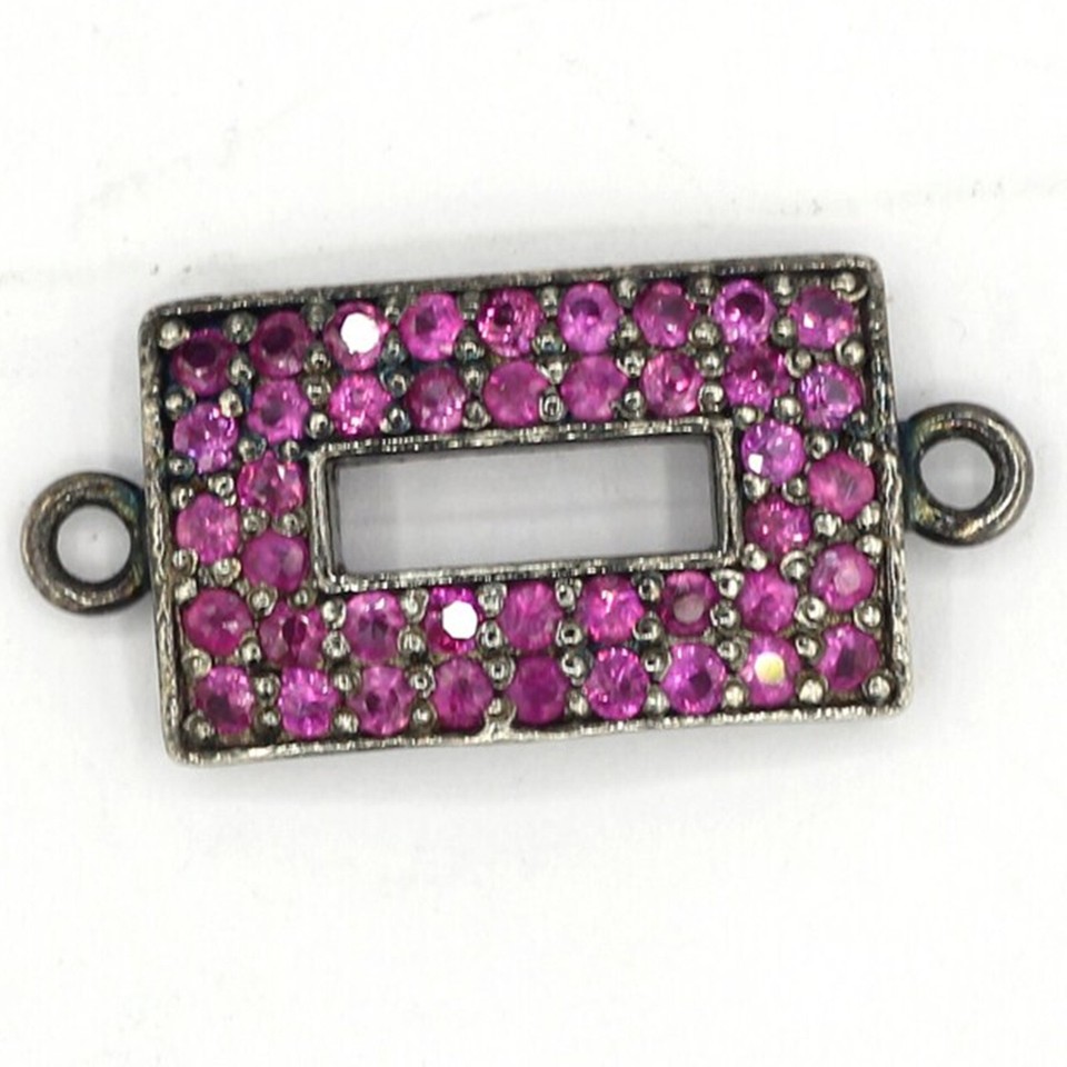 Rectangle Pave Ruby Charm 925 Oxidized Sterling Silver Ruby Pendant | eBay