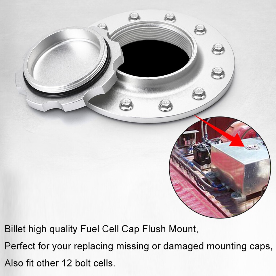 160mm Billet Aluminum Easy Fill Fuel Cell Cap with 12 Bolting Holes ...