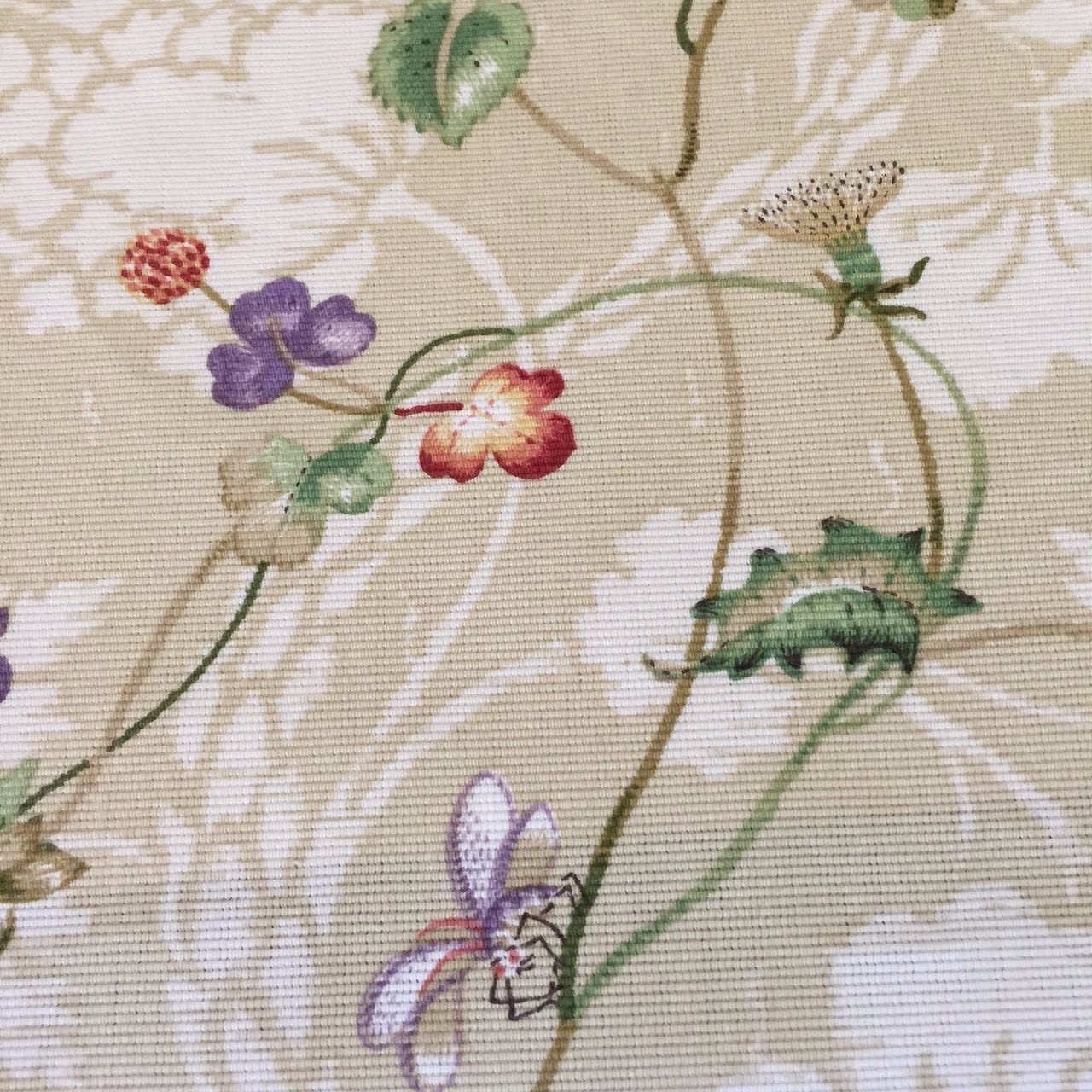 P kaufmann floral butterfly snail yellow purple green tan fabric by the ...