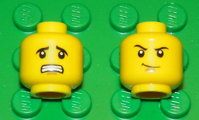 LEGO - Minifig, Head, Thin Smirk & Raised Eyebrow / Scared with Teeth ...