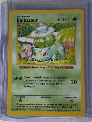 Bulbasaur 044/102 Base Set (Shadowless) - Common - NM / NP - Pokemon ...