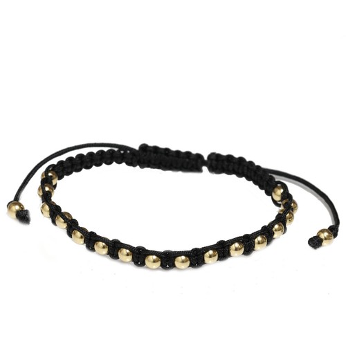 Macrame Braided Round 14k Yellow Gold Bead Bracelet for Women and Men ...