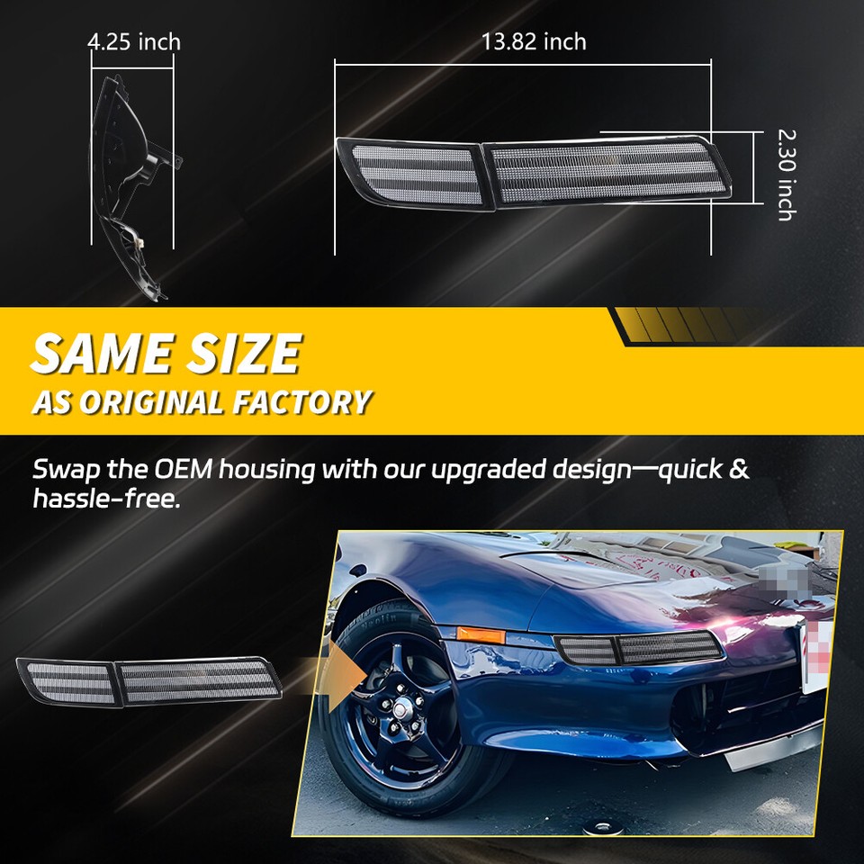 4X Clear Front Turn Signal + Side Marker Lights For 1991-95 Toyota MR2 ...