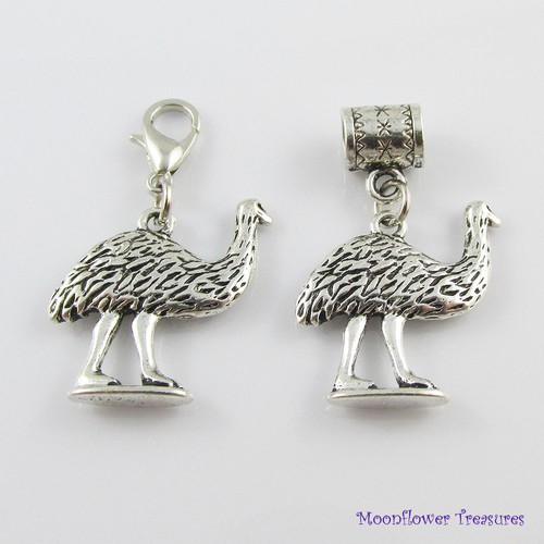 Australian Aussie Emu Charm Select European Bail or Clip on Clasp ...