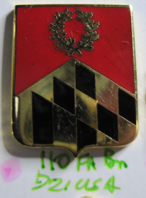 Army DUI DI CB clutchback 110th FIELD ARTILLERY BATTALION fa bn d-21 ...