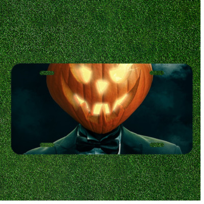 Custom Personalized License Plate Auto Tag With Halloween Evil Pumpkin ...