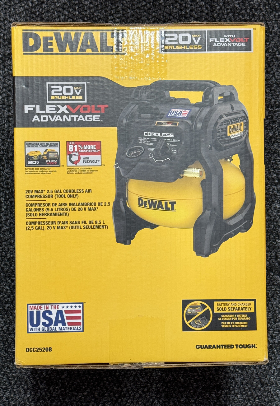 DeWALT DCC2520B 20V MAX 2.5 gal Cordless Air Compressor - Tool Only ...